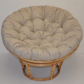 Relaxační papasan DEMETRIA — ⌀100 cm, ratan, látka, medová / více barev Vínový