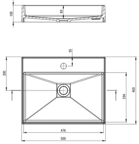 Deante Correo, granitové umyvadlo na desku 500x400x125 mm, šedá metalíza, DEA-CQR_SU5S