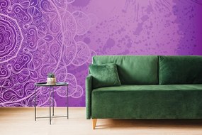 Samolepící tapeta fialová arabeska na abstraktním pozadí - 225x150 cm