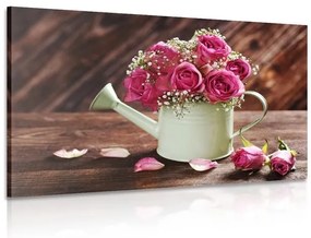 Obraz růže v konve - 60x40 cm