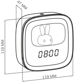 LED Stmívatelná noční lampička s budíkem BUNNY LED/1,2W/5V 3000K