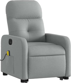 Elektrické zvedací masážní polohovací křeslo světle šedé textil 3206822