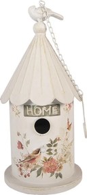Béžová dekorace ptačí budka s ptáčky Home - Ø 19*40 cm