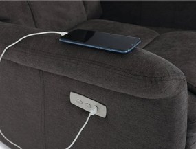TV křeslo HUGO s elektrickým polohováním — látka, hnědá