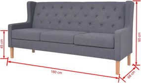 3místná pohovka textil šedá 245454