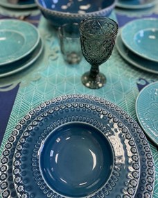 Bordallo Pinheiro Sada jídelních talířů Fantasy  4 kusů, modrá, kamenina, 29 cm