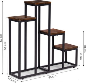 Stojan na květiny EVELIN 67x69 cm hnědý/černý