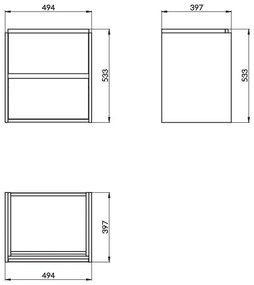 Cersanit Crea, závěsná skříňka s umyvadlem 50cm, set B113, dub, S801-287