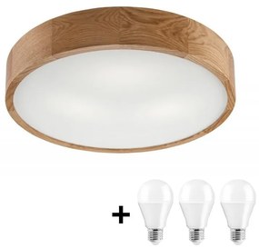 Lamkur | LED Stropní svítidlo OAK 3xE27/10W/230V dub pr. 47 cm | LEDLA38063