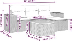 5dílná zahradní sedací souprava s poduškami černá polyratan 3257743