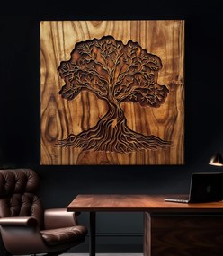 Obraz na plátně - Strom života Zenith, dřevo styl FeelHappy.cz Velikost obrazu: 140 x 140 cm