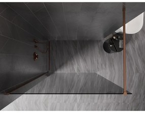Mexen, Mexen Kioto-X sprchová stěna 130 x 200 cm, grafit 10 mm, broušená měď - 800-130-101-65-40-X