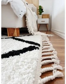koberec BERBER CROSS, bílá střapce, Maroko, Shaggy velikost 120x170 cm | krásné koberce cz