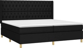 Box spring postel s matrací a LED černá 200x200 cm textil 3139143