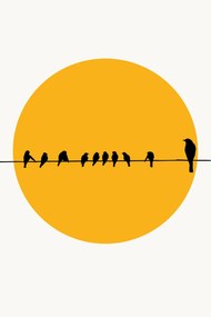 Ilustrace Birds Family, Kubistika, (26.7 x 40 cm)