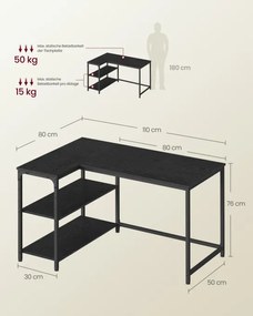 Rohový kancelářský stůl LWD135BE01