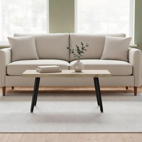 HOMCOM konferenční stolek — moderní dekorační stolek s ocelovými nohami a deskou 4 cm pro obývací pokoj/kancelář/ložnici, 100 × 50 × 45 cm, dub/černá