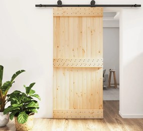 vidaXL Posuvné dveře s kováním 95 x 210 cm masivní borové dřevo [3203068]