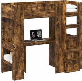 Rám patrové postele se stolem s policí Kouřový dub 75 x 190 cm 3410431