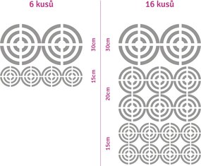 WALLVINIL Samolepky na zeď - Terče Barva: Šedá světlá, Velikost: 16 kusů