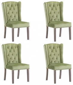 Jídelní židle 4 ks samet / kaučukovník Dekorhome Tmavě zelená