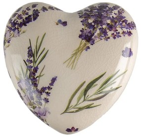Keramické dekorační srdce s levandulí Lavandie L – 11x11x4 cm