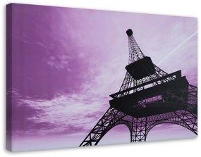 Obraz na plátně Eiffelova věž v Paříži Fialová - 60x40 cm