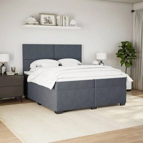 Box spring postel s matrací tmavě šedá 200x200 cm samet 3293297