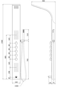 Mexen Timor, sprchový panel s výlevkou, černá matná, 7621-04-70