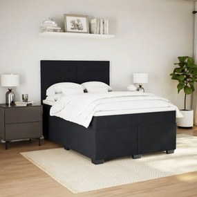 Box spring postel s matrací černá 160x200 cm samet 3290956