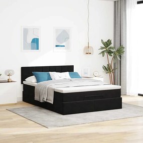 Osmanský rám postele s matrací černá 140x190cm samet 3312622