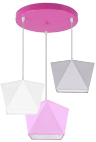 Dětské závěsné svítidlo DIAMOND, 3x textilní stínítko (mix 10 barev), (výběr z 5 barev konstrukce), O