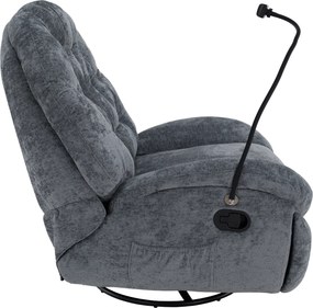 Luxusní otočné křeslo, houpací, šedá, DELMOR