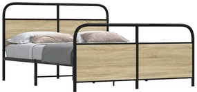 Kovový rám postele bez matrace dub sonoma 150 x 200 cm 3318650