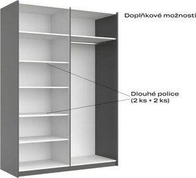 Skříň s posuvnými dveřmi 1,5x2,1m (Dveře Grafit/Zrcadlo) série N Doni