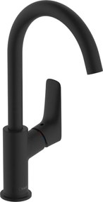 Hansgrohe Logis, umyvadlová baterie 210 s otočným výtokem as odtokovou soupravou s táhlem, černá matná, HAN-71130670