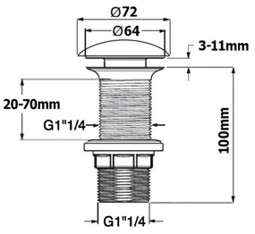 Isvea - Umyvadlová výpusť pr. 7,2 cm matná černá