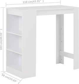 Barový stůl s regálem bílý 110 x 50 x 103 cm 280211