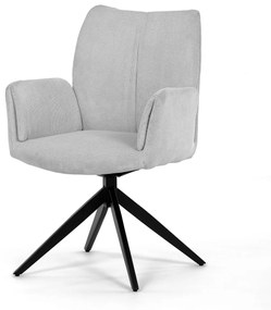 Židle jídelní, bílá látka, otočný mechanismus 180°, černý kov - HC-993 WT2