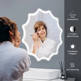 Costway Koupelnové zrcadlo s vlnitým designem vyhřívání zrcadla proti zamlžování