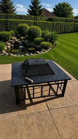 IQ Garden Čtvercové kryté ohniště PIT-008 80 cm s odkládací plochou IGNIRA 327232