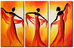 Obraz Svůdný tanec (3dílný) - africký motiv se třemi ženami