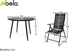 Noela Zahradní jídelní set Wilder + 4x kovová židle Pia