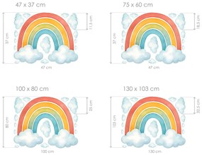 Akvarelová duha samolepky na zeď arch 100 x 80 cm