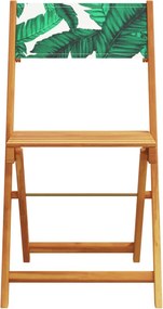 5dílný zahradní jídelní set vzor listů textil a masivní dřevo 3281788