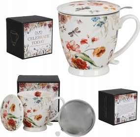 Porcelánový hrnek Rebecca 510 ml se sítkem bílý/vícebarevný