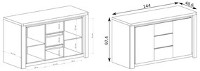 Komoda Livia 07 (s LED osvětlením) (dub ribbeck + bílý lesk). 1057863