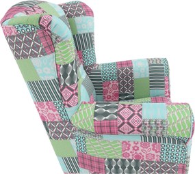 Křeslo ušák, látka patchwork M1, CHARLOT