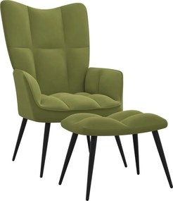 vidaXL Relaxační křeslo se stoličkou samet [328089] Barva: světle zelená