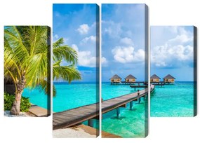 Vícedílný obraz Plovoucí Domy Na Maledivách Nedostatek Nedostatek Plátno Canvas 120x90